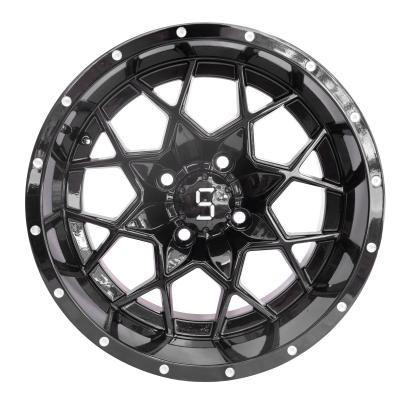 China Vortex 14 Inch Golf Cart Aluminum Wheels Glossy Black PCD 4/101.6 for sale