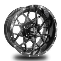 China Vortex 14 Inch Golf Cart Aluminum Wheels Glossy Black PCD 4/101.6 for sale