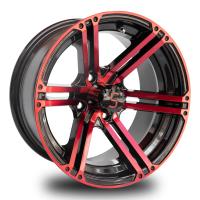 China 14 Inch Golf Cart Aluminum Wheels Red Gloss Black 4X4 Bolt Pattern 101.6 PCD 7 Inch Wide for sale