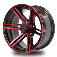 China 14 Inch Golf Cart Aluminum Wheels Red Gloss Black 4X4 Bolt Pattern 101.6 PCD 7 Inch Wide for sale