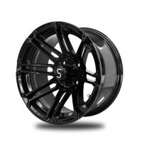 China 12x7 Golf Cart Rims Gloss Black Aluminum Alloy Rim 4x4 Bolt Pattern 101.6 PCD for sale