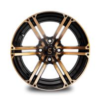 China 12x7 / 14x7 Golf Cart Wheels Gold / Gloss Black 4 / 101.6 PCD -25 ET for sale