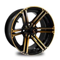 China 12x7 / 14x7 Golf Cart Wheels Gold / Gloss Black 4 / 101.6 PCD -25 ET for sale