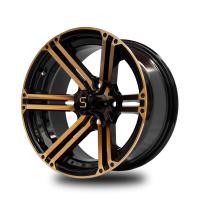 China 12x7 / 14x7 Golf Cart Wheels Gold / Gloss Black 4 / 101.6 PCD -25 ET for sale