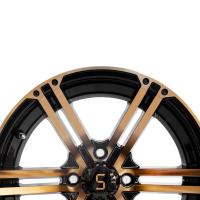 China 12x7 / 14x7 Golf Cart Wheels Gold / Gloss Black 4 / 101.6 PCD -25 ET for sale
