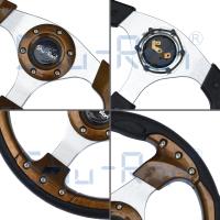 China Golf Cart Racing Woodgrain Steering Wheel For Club Car, EZGO, And Yamaha for sale