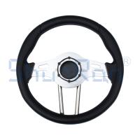 China Golf Cart Aviator 4 Black Grip/Brushed Aluminum Spokes Steering Wheel for sale