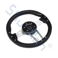 China Golf Cart Aviator 4 Black Grip/Brushed Aluminum Spokes Steering Wheel for sale