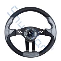 China Golf Cart Aviator 5 Carbon Fiber Grip/Black Spokes Steering Wheel for sale