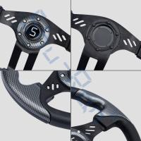 China Golf Cart Aviator 5 Carbon Fiber Grip/Black Spokes Steering Wheel for sale