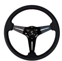 China 13.5 Inch Golf Cart Steering Wheels Black Three Spoke Slotted for sale