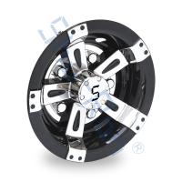 China Golf Cart Universal 8/10 Inches ABS Plastic Wheel Covers - Black&Chrome with S Logo(Set of 4) for sale