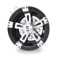 China Golf Cart Universal 8/10 Inches ABS Plastic Wheel Covers - Black&Chrome with S Logo(Set of 4) for sale