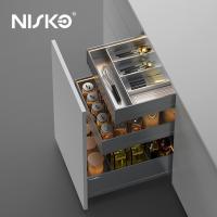China Aluminum Pull Out Seasoning Bottle Basket with Soft Close Slide - 300-450mm Cabinet Fit, 3-Tier Design for sale
