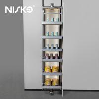 China 180° Rotating Aluminum Pull Out Pantry Unit - 4-6 Adjustable Shelves for 300-400mm Cabinets for sale