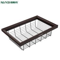 China Pull Out Wardrobe Storage Drawer Wire Basket - 600mm to 900mm Cabinet Width, Aluminum Frame with Ventilated Design for sale