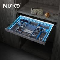 China Pull Out Jewelry Organizer Drawer with LED Light - 600mm to 900mm Cabinet Sizes, Aluminum Construction for sale