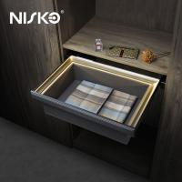China Pull Out Wardrobe Storage Box with LED Light - 600mm to 900mm Cabinet Sizes, 498×473×128mm Drawer for sale