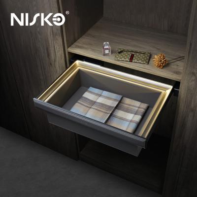 China Pull Out Wardrobe Storage Box with LED Light - 600mm to 900mm Cabinet Sizes, 498×473×128mm Drawer for sale