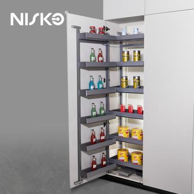 China Aluminum Pull Out Kitchen Tall Pantry Cabinet Unit with 6 Shelves - 450mm to 600mm Width Options for sale