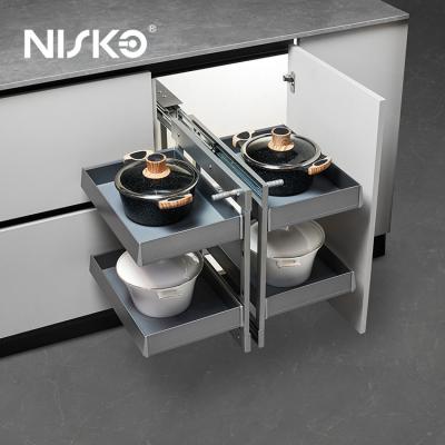 China Magic Corner Cabinet Pull-Out System 624×470×572mm with 360° Rotating Mechanism for Blind Corner Storage for sale