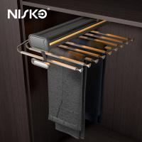 China Top Mounted Retractable Pants Rack with Sliding Rail - 329×475×123mm Dimensions, 400mm Cabinet Width for Space-Saving Storage for sale