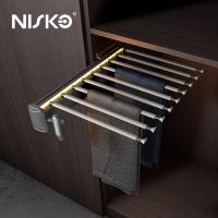 China Aluminum Side Mounted Trousers Rack with Soft Close - 450mm Cabinet Size, 362x475x122mm Dimensions for sale