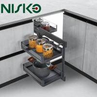 China Kitchen Blind Corner Cabinet Storage System - Double Pullout Basket 624x470x572mm for 800-1000mm Cabinets for sale