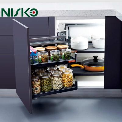 China Side-Mounted Pull-Out Spice Basket with Soft-Close - 2 Shelves, 764-964mm Width, Stainless Steel Construction for sale