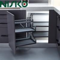 China Side-Mounted Pull-Out Spice Basket with Soft-Close - 2 Shelves, 764-964mm Width, Stainless Steel Construction for sale