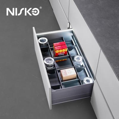 China Bottle Basket Pull Out Shelf Cabinet Drawer with LED Light - 600mm to 900mm Width Options for Kitchen Storage for sale