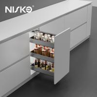 China 3 Shelf Side Sliding Bottle Rack Kitchen Organizer - 450mm Depth, 564mm Height, SUS304 Stainless Steel for sale