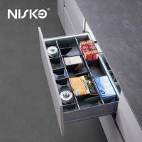 China Spice Drawer Pull Out Organizer with LED Light - 455mm Depth Stainless Steel Storage Rack for 300-900mm Cabinets for sale