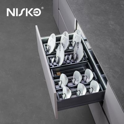 China Stainless Steel Cutlery Tray Pull Out Kitchen Shelf Silverware Drawer Dividers 450mm for sale