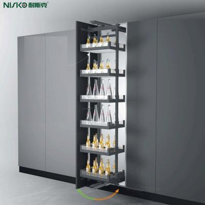 China 6 Shelf Pull Out Pantry Unit with Revolving Baskets - 450-600mm Cabinet Width, 10-15kg Load Capacity for sale