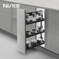 China NISKO 3-Tier Sliding Seasoning Bottle Storage Rack Kitchen Cabinet Basket 600mm for sale