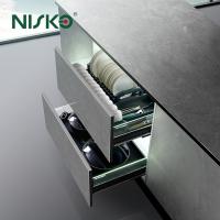 China NISKO 2-Tier Pull Out Kitchen Basket for Bowls Cutlery Storage with LED Light 450mm for sale