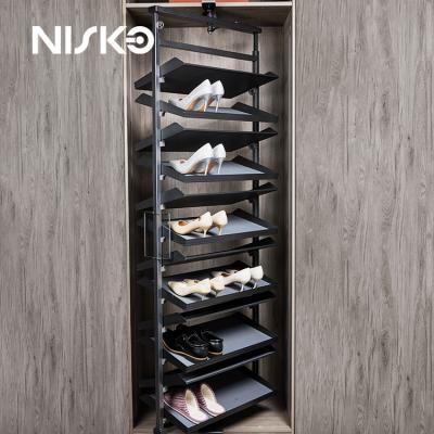 China Wardrobe Rotating Vertical Cabinet Shoes Rack - 4-12 Layer Options, 720×360mm Dimensions, Aluminum & Iron Construction for sale