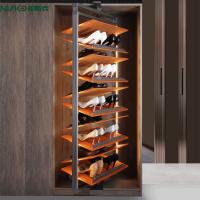 China Wardrobe Rotating Vertical Cabinet Shoes Rack with LED Light - 800mm Width, 4-12 Layer Options for sale