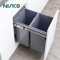 China Double Pullout Waste Bin Trash Can Under Cabinet Kitchen Organizer 300mm-400mm Width 10L-20L Capacity for sale
