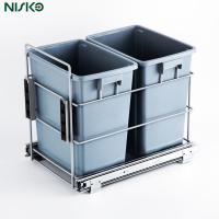 China Double Pull-Out Kitchen Dustbin Under Sink System with 15L×2 Capacity and Concealed Slide Mechanism for sale