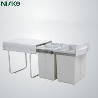 China Pull Out Kitchen Dustbin Sliding Double Bin Trash Can 400mm 300mm with 20L Capacity and Dual Compartments for sale