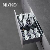 China Tiered Cutlery Drawer Pull Out Basket Utensils Organizer with LED Light 30-45cm for sale