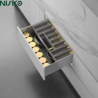 China NISKO Double Tier Pull Out Cabinet Basket Cutlery Utensil Storage Tray with LED Light 600mm for sale