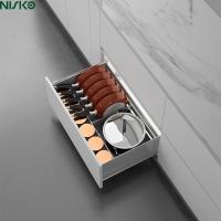 China Adjustable Kitchen Cabinet Pull Out Seasoning Bottles Basket Drawer Dividers for Pots Pans 400mm for sale