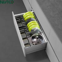 China Adjustable Kitchen Cabinet Pull Out Seasoning Bottles Basket Drawer Dividers for Pots Pans 400mm for sale
