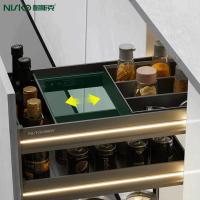 China 3-Tier Pull Out Spice Rack with LED Light Side Sliding Cabinet Organizer 450mm for sale