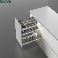 China 3-Tier Pull Out Spice Rack with LED Light Side Sliding Cabinet Organizer 450mm for sale