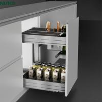 China Double Tiers Sliding Pull out Basket Bottle Spice Rack Kitchen Organizer for sale