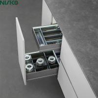 China Pull Out Cutlery Drawer Divider Baskets Adjustable Bottle Spice Racks with Light for sale
